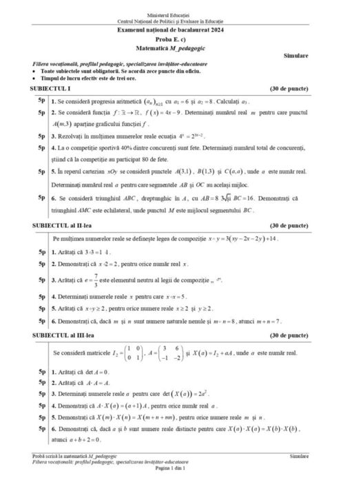 Simulare BAC 2024 | Ce Subiecte S-au Dat La Matematică Pentru Cei De La ...